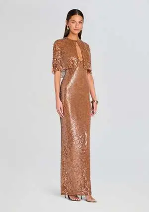 Retrofete Sequin Cape - Hazelnut