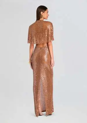 Retrofete Sequin Cape - Hazelnut
