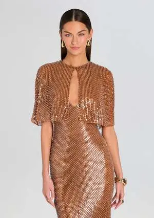Retrofete Sequin Cape - Hazelnut