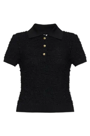 Balmain Tweed Short-sleeve Polo - Black