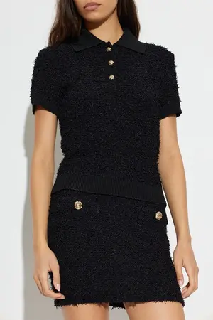 Balmain Tweed Short-sleeve Polo