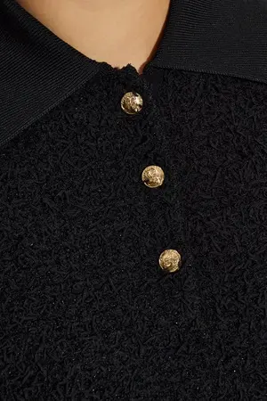 Balmain Tweed Short-sleeve Polo