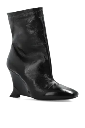 Balmain Leather Wedge Ankle Boots