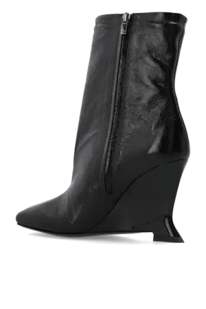 Balmain Leather Wedge Ankle Boots
