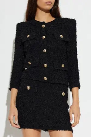 Balmain Tweed Cardigan With Sewn-in Shoulder Pads