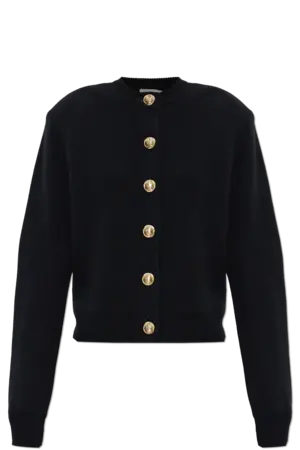 Balmain Wool Cardigan With Shoulder Pads - Black