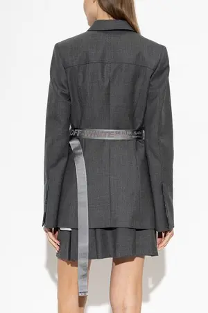 Off-White Wool Blazer With Belt