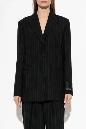 Off-White Wool Blazer With Pinstripes