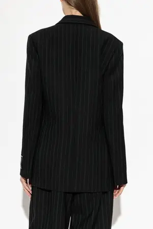 Off-White Wool Blazer With Pinstripes