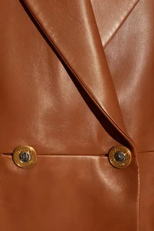 Versace Leather Coat With A Single Vent