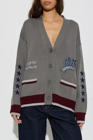 Off-White Wool Cardigan With Pockets