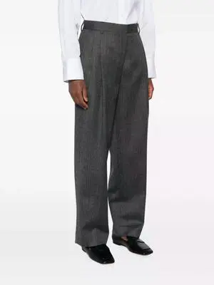 TOTEME Dark Melange Herringbone Double-pleat Trousers