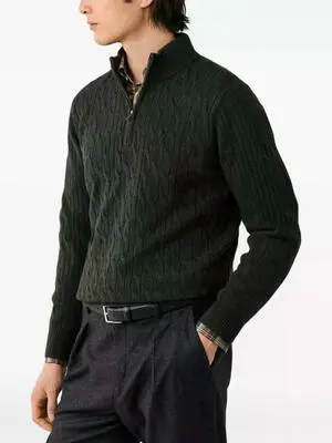 HACKETT LONDON Cable Knit Quarter-zip Sweater