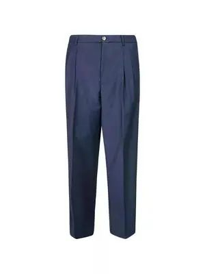 AMARANTO Pleated Straight-leg Trousers - Blue
