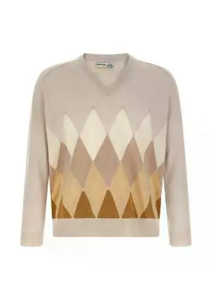 BALLANTYNE Diamond-inlay V-neck Sweater
