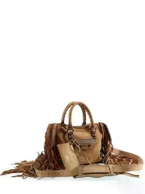 Balenciaga Small Le City Fringed Tote Bag - Brown