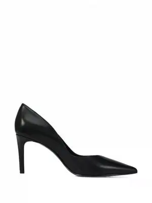 POTAMY Point-toe Leather Heeled Pumps - Black