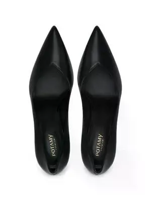POTAMY Point-toe Leather Heeled Pumps