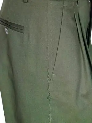 AMARANTO Khaki Frayed-seam Pleated Trousers
