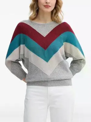 BENETTON Chevron-knit Sweater - Grey