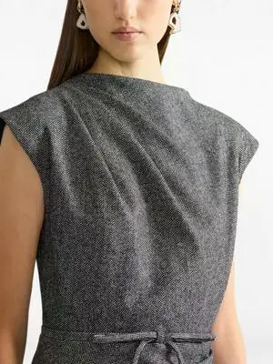 Erdem Herringbone Draped Midi Dress