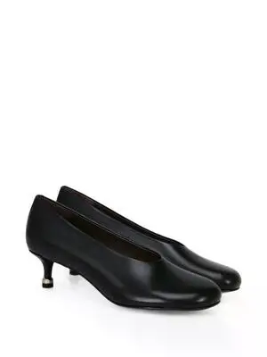 POTAMY Round-toe Leather Heeled Pumps - Black