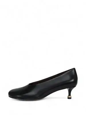 POTAMY Round-toe Leather Heeled Pumps