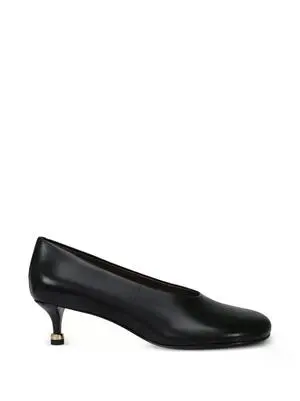 POTAMY Round-toe Leather Heeled Pumps - Black