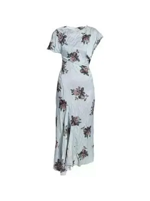 Erdem Floral Print Asymmetric Midi Dress - Blue