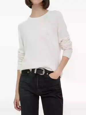 BENETTON Raglan-sleeve Fine-knit Sweater - White