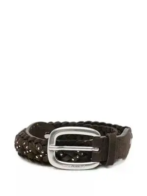 GOLDEN GOOSE Houston Braided Micro-stud Belt - Brown