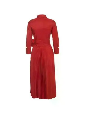 Carolina Herrera Midi Plissé Belted Dress