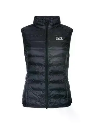 EA7 Quilted Logo-print Gilet - Black