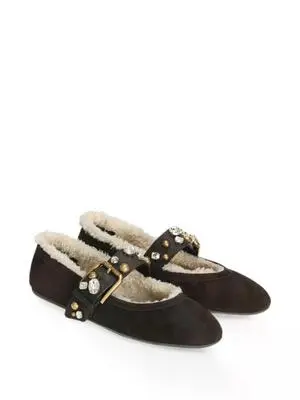 Dolce & Gabbana Embellished Suede Ballet Flats