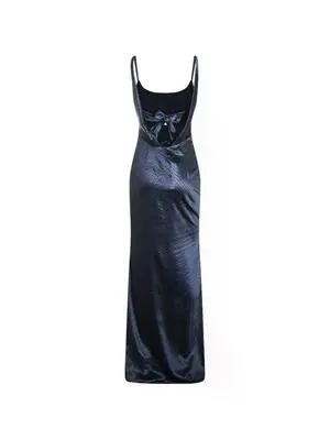Elisabetta Franchi Snakeskin-effect Bow-detail Maxi Dress