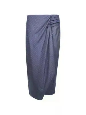 Pinko Pinstriped Draped Midi Skirt