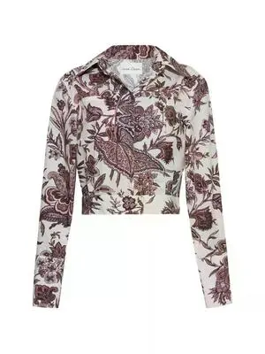 Cara Cara Berry Floral-print Cropped Shirt