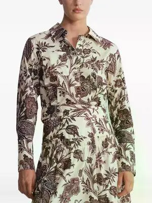 Cara Cara Berry Floral-print Cropped Shirt