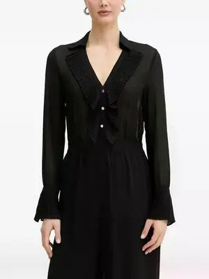 MORGAN Pleated Trim Wide-leg Jumpsuit - Black