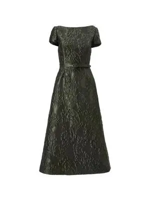 Carolina Herrera Floral Cloqué Midi Dress