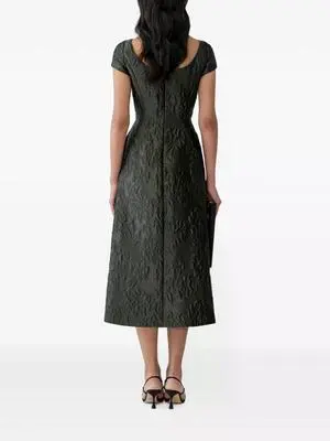 Carolina Herrera Floral Cloqué Midi Dress