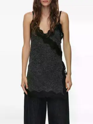 Bimba Y Lola Mohair And Lace Top - Grey