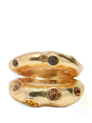 Bimba Y Lola Topaz Crystals Textured Ring - Gold