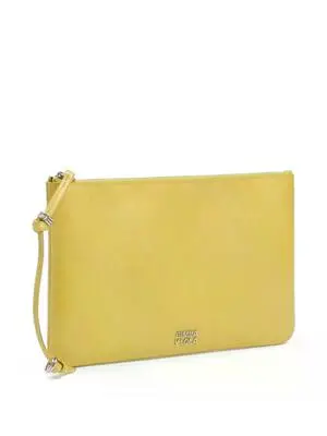 Bimba Y Lola Medium Leather Pouch In Lemon - Yellow