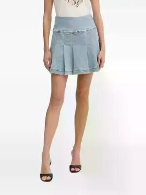MORGAN Pleated Denim Mini Skirt