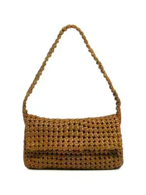 Bimba Y Lola Medium Lime Plaited Leather Shoulder Bag - Brown