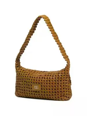 Bimba Y Lola Medium Lime Plaited Leather Shoulder Bag