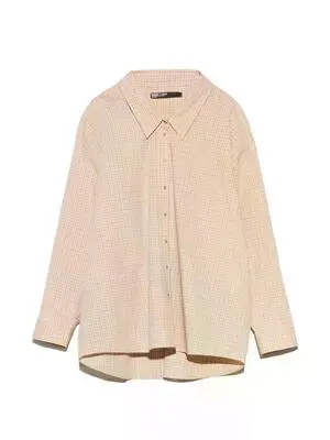 Bimba Y Lola Sand Checked Low-cut Shirt - Neutrals