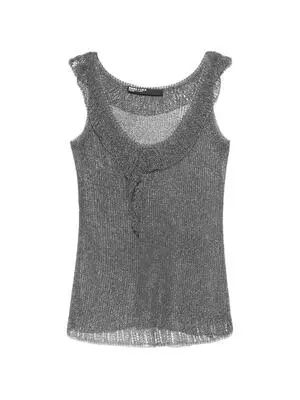 Bimba Y Lola Dark Gray Openwork Metallic Top