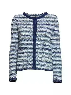 CHARLOTT Striped Textured-knit Jacket - Blue